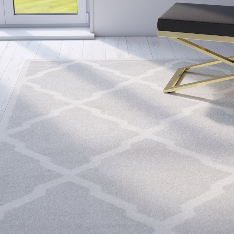 Lark Manor Ammundsen Geometric Light Grey / Beige Area Rug & Reviews | Wayfair